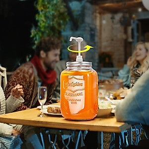 Suli Drink Dispenser for Parties, 1 Gallon 2 Pack Beverage Dispenser, Glass Juice Dispenser Countertop for Outdoor BBQ, Sun Tea, Lemonade, Mason Jar Dispenser with Pump