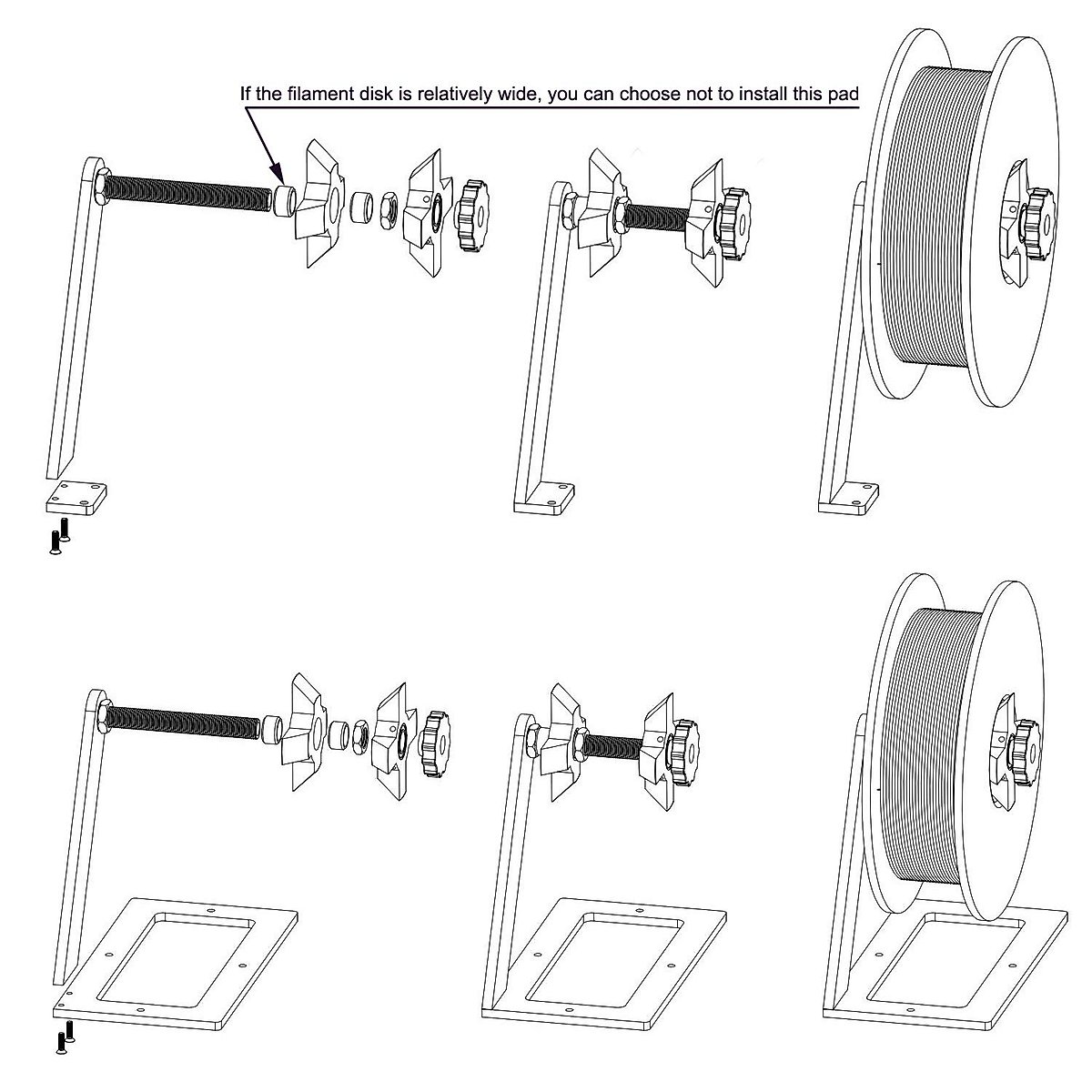 Zeberoxyz 3D Printer Filament Holder Rotate Spool with Base Filament Mount Rack Bracket Used for TPU/PLA/ABS/Nylon/Wood 3D Printing Materials-Not Included Filament (Rotate Spool with Base)