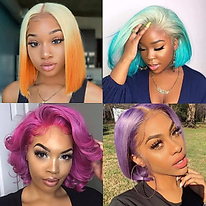 Jiumido Short Bob Wig Human Hair 13x4 Lace Front Wigs Human Hair Pre Plucked 150 Density Glueless Brazilian Virgin Human Hair Wigs for Women with Baby Hair 10 Inch