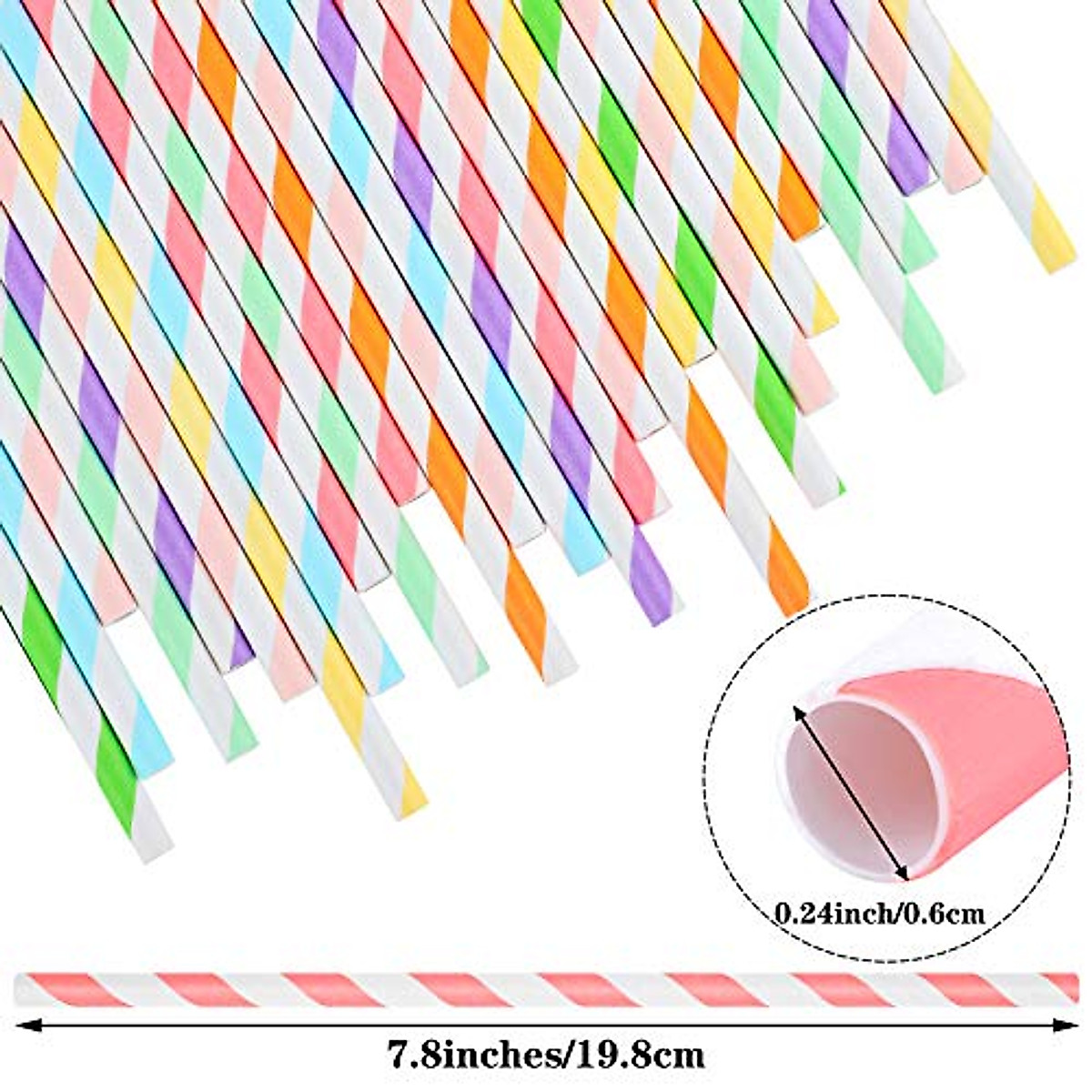 Cooraby 200 Pieces Easter Colors Paper Straws Easter Biodegradable Drinking Stripe Theme Paper Straws for Wedding Supplies, Party Favors, 8 Colors