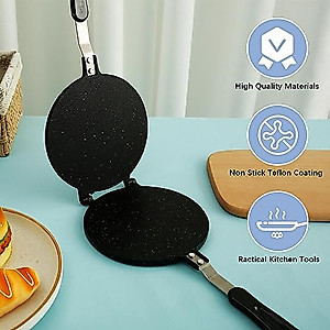 HOTBEST Tortilla Press Pan, Non-Stick Pancake Griddle with Bakelite Handle, Heavy-Duty Aluminum Tortilla Dough Press Pan Multipurpose Tortilla Press Stove Top Pan for Kitchen 15.1x6.6x0.7 inches