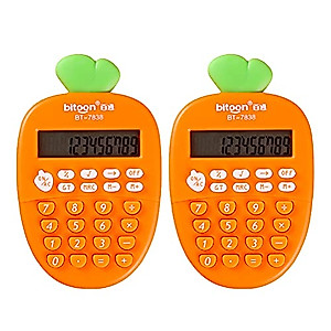 Toyvian Desktop Calculator 12 Digit, Kawaii Mini Kids Calculator Cute Carrot Portable Small Basic Students Calculators for Home School Office Supplies