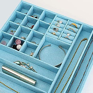 DerBlue Jewelry Case Jewelry Box for Women Two-Layer Lint Jewelry Organizer with Lock -36 Compartments and Removable Partition for Earrings Bracelets Rings Watches Case