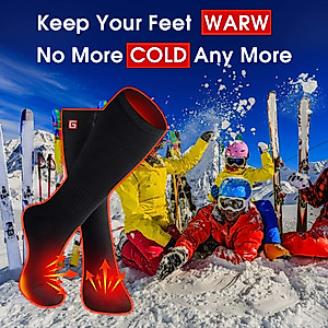 Autocastle Heated Socks for Men Rechargeable Electric Battery Heated Stockings,Male Winter Warm Battery Powered Heat Insulated Sox,Novelty Climb Hike Thermal Socks Hunt Ski Cycle Foot Warmer,Black L
