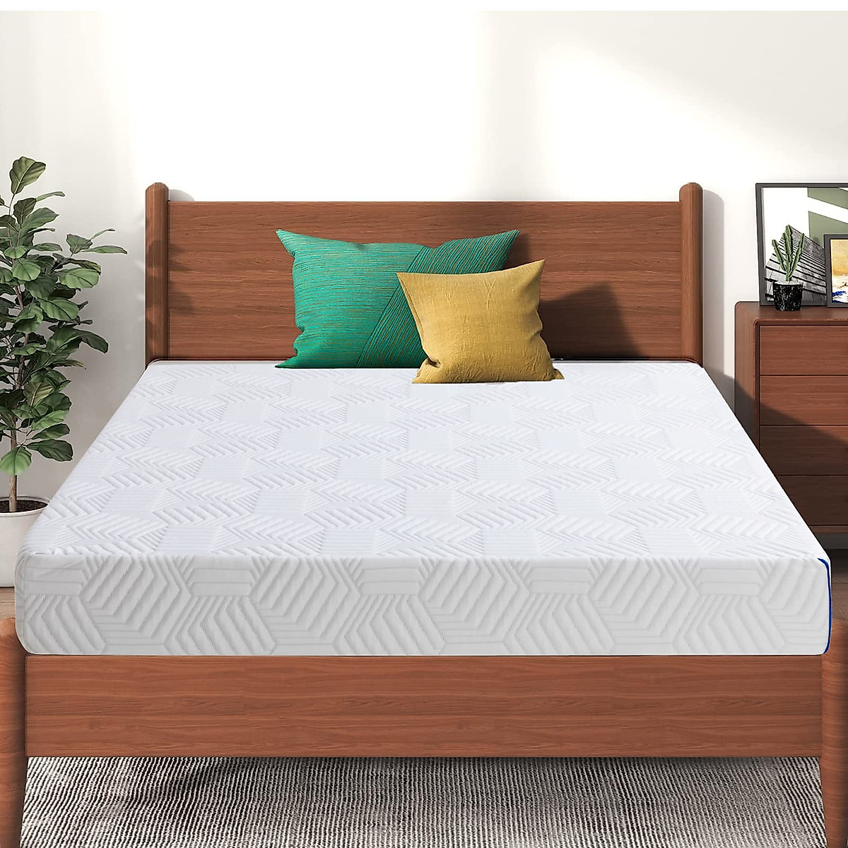 TMEOSK Twin Size Mattress, 8 inch Gel Memory Foam Green Tea Mattress for a Cool Sleep & Pressure Relief, Medium Firm Feel with Motion Isolating