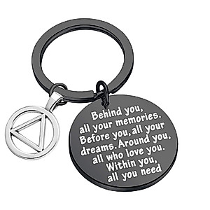 FEELMEM Sobriety Gift Keychain Addiction Recovery Gift AA Alcoholics Anonymous Warrior Recovery Gift New Beginnings Gift(black)