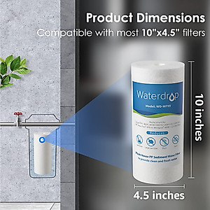 Waterdrop Whole House Water Filter, Replacement for 3M Aqua-Pure AP810, Whirlpool WHKF-GD25BB, GE GXWH40L, GXWH35F, Culligan RFC-BBSA, 5 Micron, 10" x 4.5", Well & Tap Water Filter, Pack of 4, Bundle