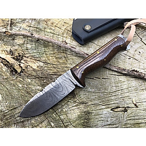 Perkin Damascus Steel Hunting Knife With Sheath Skinner Knife - SK1300