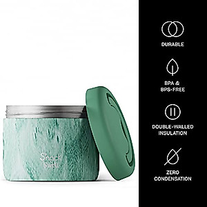 S'well S'nack Stainless Steel Food Container - 24 Oz - Peppermint Tree - Double-Layered Insulated Bowls Keep Food Cold for 12 Hours and Hot for 7 - BPA-Free