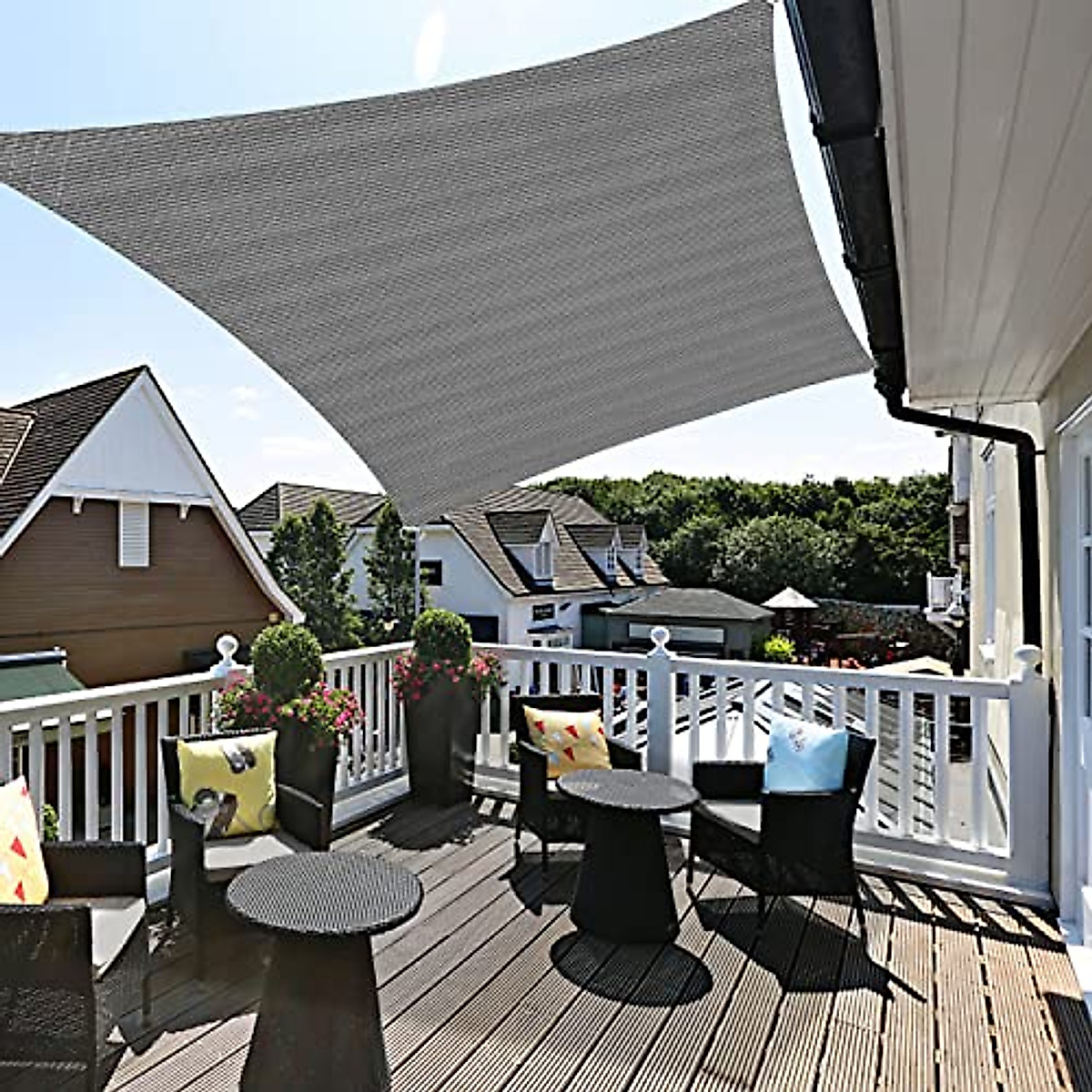 Fuairmee 10' x 13' Grey Sun Shade Sails, 185GSM Rectangle Shade Sail Square UV Block Canopy Cover for Patio Backyard Garden Outdoor Activities and Facility
