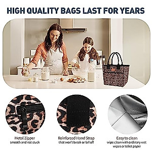 Gelozid Lunch Bag, 16-Can Large Lunch Bag for Women Men, Insulated Lunch Box with Pockets for Work Office Beach Picnic, Leakproof Reusable Portable Lunchbox, Leopard Print