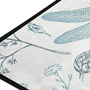 Kitchen Rugs Blue Dragonfly Design Non-Slip Soft Kitchen Mats Bath Rug Runner Doormats Carpet for Home Decor, 39" X 20"