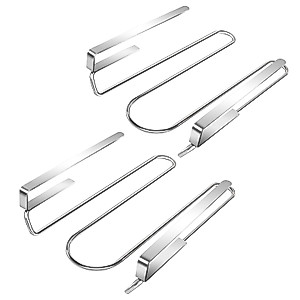 Tiilan Stemware Rack, Hanging Wine Glass Holder - Tool-Free, Stainless Steel, 2 Rows Under Cabinet Organizer for Kitchen, Bar, Pub - Silver, Pack of 2