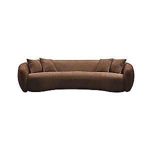 ERYE 102" 5 Seats Teddy Fleece Boucle Curved Sofa, Modern Half Moon Comfy Sectional Leisure Couch, Beautiful Freestanding Sofa&Couch for Living Room, Professionally Perfect Shape More Decorative
