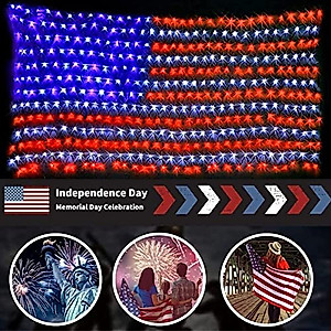 American Flag Lights 420 Super Bright LEDs, MZD8391 Waterproof LED US Flags Light for 4th of July Decorations, Memorial Day, Independence Day, Garden, Yard, Holiday, Party, Christmas Decorations