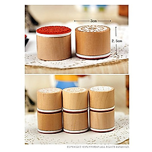 6 Pcs Flower Pattern Round Wooden Rubber Stamp for Scrapbooking and Wedding Invitation Cards (Flower Design)