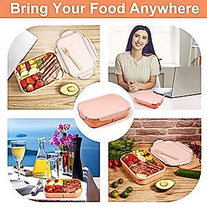 Jeopace Bento Box, Bento Box Adult Lunch Box,Kids Bento Box with 3&4Compartments,Lunch Containers Microwave Safe(Flatware Included,LightPurple+Orange)