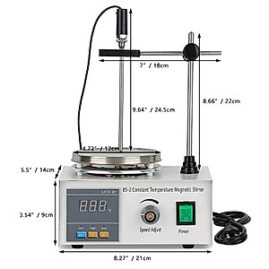 Magnetic Stirrer, Hot Plate with Digital Temperature Display & Speed Adjusting, Magnetic Mixer with 7 Pcs Stirrer Stir Bars Mixed, Home Lab Stirrer, 1000ML