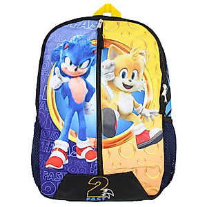 Sonic The Hedgehog Backpack Sonic And Tails 2 Fast Molded 16" Backpack Tote Bag