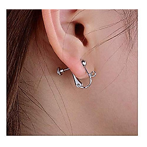 WOIWO 10PCS Clip-on Earring Components for Non-Pierced Ears, with Adjustable Screw, 14x15mm Silver