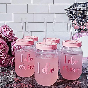 I Do Crew Plastic Mason Jar for Bachelorette Party and Bridal Shower (11+1) Glass