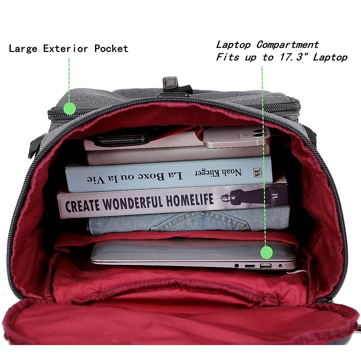 Waterproof Travel Sport Duffel Backpack Weekender bag Hybrid Hiking Rucksack Laptop Backpack for College HB-26 (Grey)