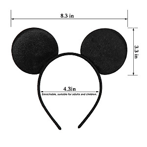 CHuangQi 20pcs Mouse Ears Headband, Solid Black