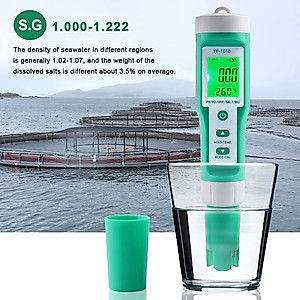 Hydrogen Water Tester 10 in 1 Resistivity/Fertility/H2/pH/TDS/EC/ORP/S.G/Salt/Temp Meter with ATC pH Meter,0.01 High Accuracy pH Tester Digital,TDS Meter PPM Meter for Drinking,Hydroponics,Pool.