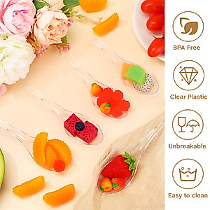 400 Pieces Tasting Mini Spoons Disposable Mini Dessert Spoons Appetizer Spoons Plastic Asian Soup Spoons Bulk Clear Serving Spoons for Desserts, Sushi, Dipping Sauces, Ice Cream