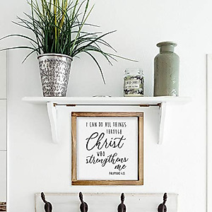 I Can Do All Things Through Christ Wall Art Sign 12x12 Inch, Christian Wall Art, Bible Verse Wall Decor Scripture Wall Art Philippians 4 13 Wall Decor Wooden Bible Verse Sign Farmhouse Wall Décor