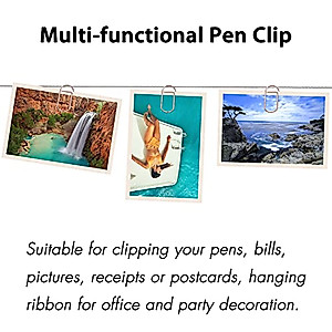 Wisdompro Pen Clip, 12 Pack Stainless Steel Pen Clip Holder for Notebook, Books, Journal, Clipboard, Paper, etc. - Fits Almost Any Pen Size (Rose Gold)