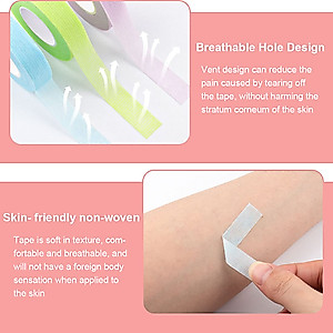 Rolybag 4 Colors Eyelash Extension Tape Breathable Eyelash Tape with Heart Shaped Tape Cutter Adhesive Non Woven Eyelash Tape Ladies Makeup Eyelash Tape Kits (Style A)