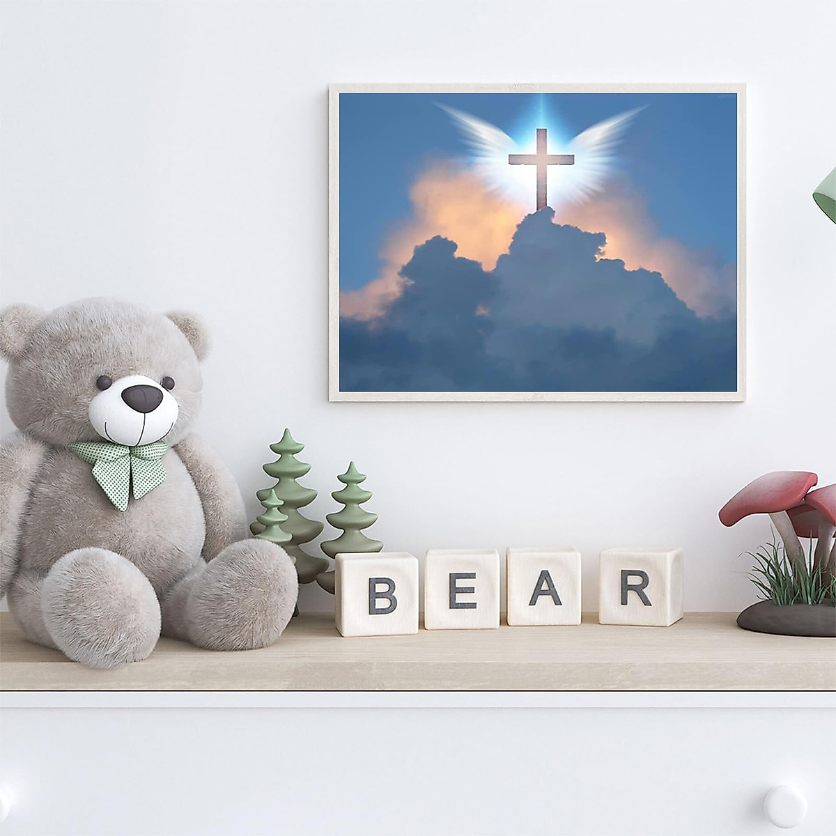 DIY 5D Diamond Painting Kits for Adults Jesus Cross Sunshine Angel Wings Clouds Holy Light for Christmas for Wall Decor 12x16 Inch