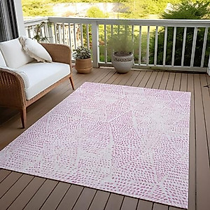 Addison Rugs Chantille ACN591 Pink 9' x 12' Indoor Outdoor Area Rug, Easy Clean, Machine Washable, Non Shedding, Bedroom, Living Room, Dining Room, Kitchen, Patio Rug