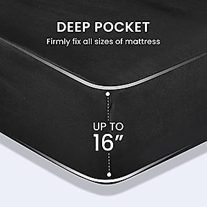 SLEEP ZONE Super Soft Cooling Full Size Bed Sheets Set 4 Piece - Easy Care Fitted Flat Sheet & Pillowcase Sets - Wrinkle Free, Fade Resistant, Deep Pocket 16" (Black, Full)