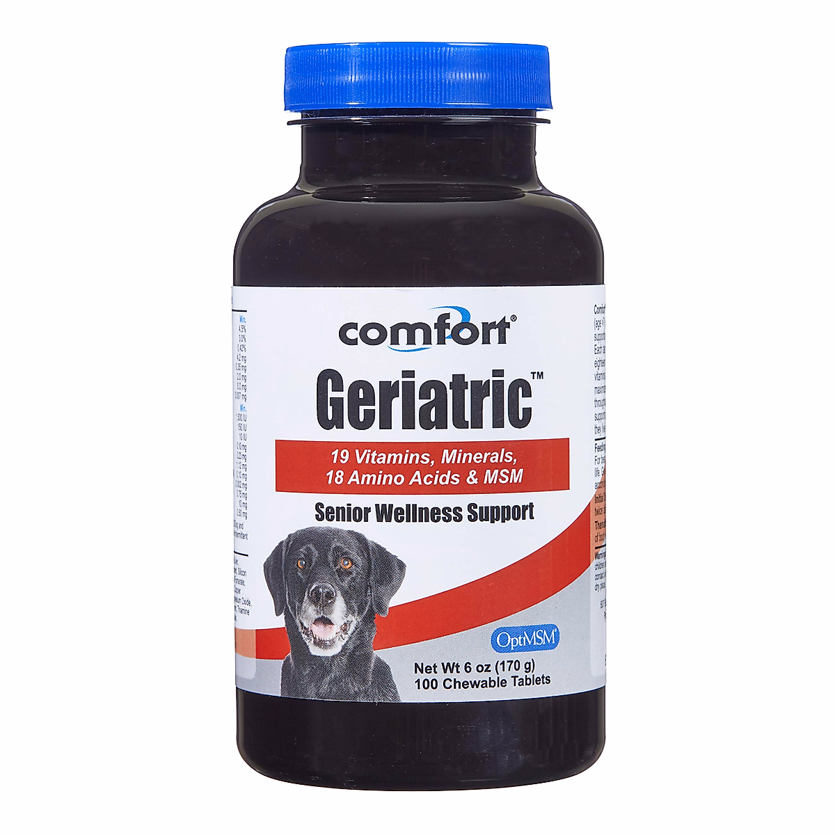 COMFORT Geriatric Supplement for Dogs, 100 Count, Contains MSM, Superoxide Dismutase, Ester-C, 19 Vitamins and Minerals & 18 Amino Acids, Made in The USA