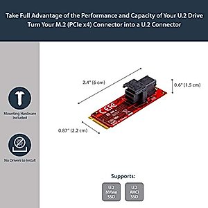 StarTech.com U.2 to M.2 Adapter - for 1 x U.2 PCIe NVMe SSD - M.2 PCIe x4 Host Interface - U.2 SSD - M.2 PCIe Adapter - U.2 Drive , TAA (M2E4SFF8643)