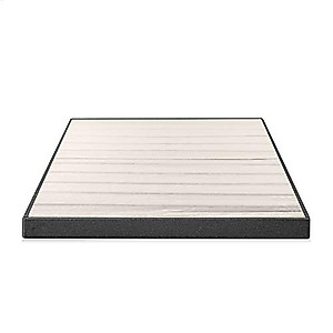 ZINUS Upholstered Metal and Wood Box Spring / 4 Inch Mattress Foundation / Easy Assembly / Fabric Paneled Design, King