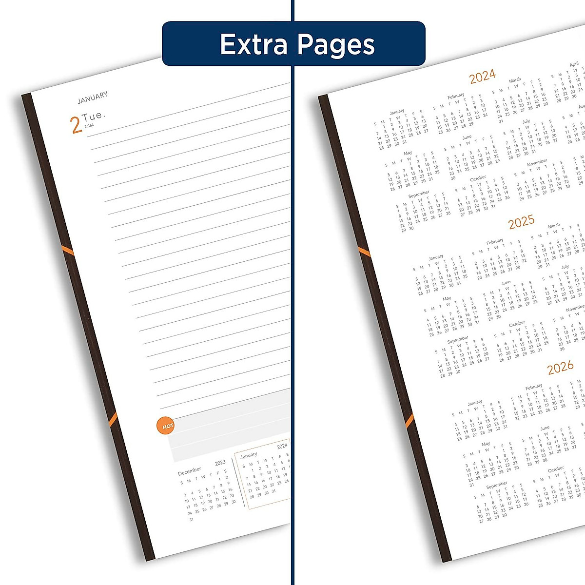 AT-A-GLANCE 2024 Daily Planning Notebook, Plan. Write. Remember. 5" x 8-1/4", small, Casebound, Brown(7062013024)