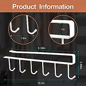 Resdenio Hat Rack for Baseball Caps Hat Organizer Holder for Hanger with 6 Hat Hooks, Stainless Steel Hat Hanger Storage Cap Organizer for Closet, Dormitory, Bedroom,Office (White)