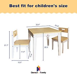 Damoch Family™ Wood Kid Table and Chair Set for Children Aged 2+ for Home and Montessori School Use with Several Color Choices (White+Grey)