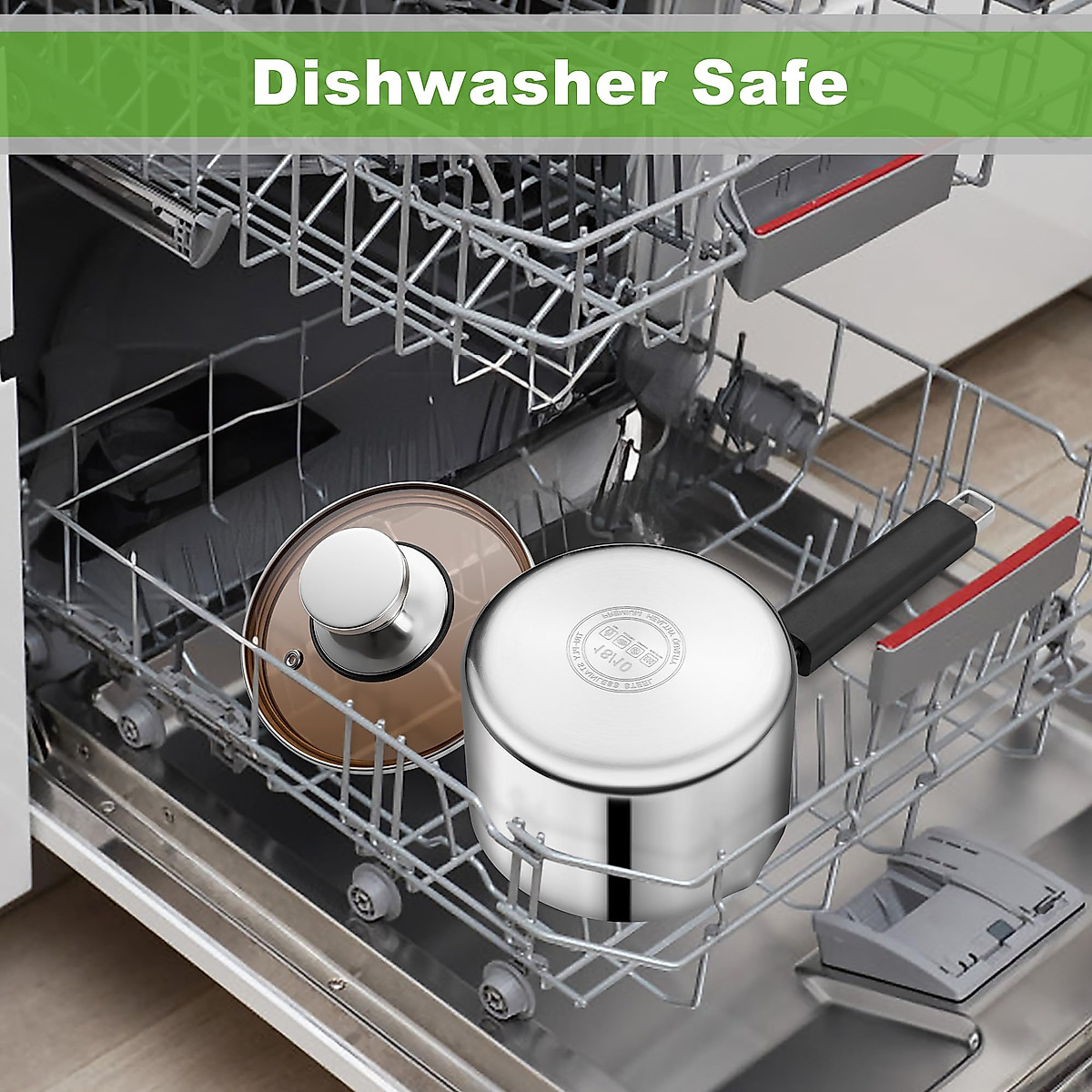 TeamFar 1 Quart Saucepan, Stainless Steel Tri-Ply Small Sauce Milk Pan with Heatproof Handle for Cooking/Boiling/Simmering, For Induction/Gas/Electric, Healthy & Heavy Duty, Dishwasher Safe