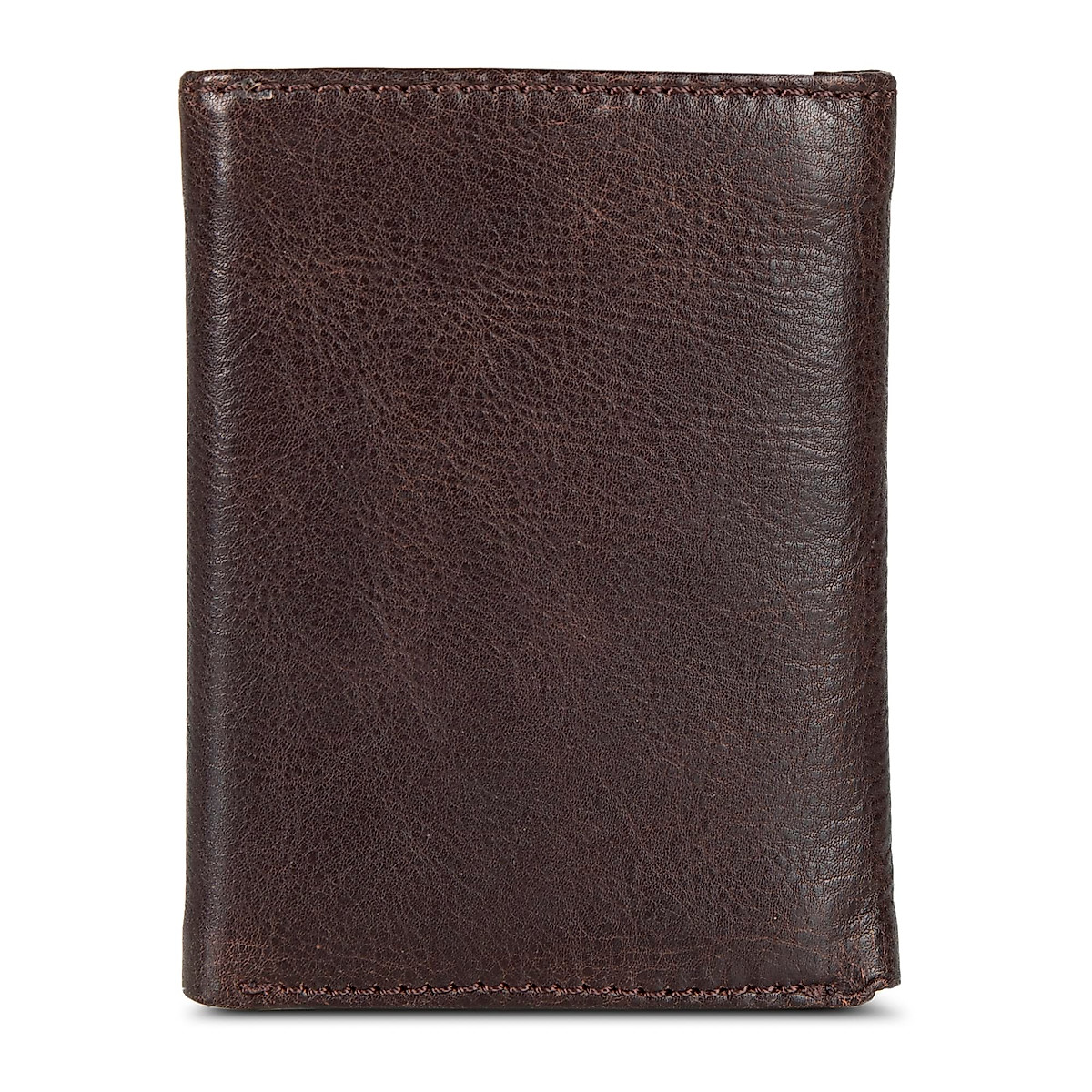 Eddie Bauer Men Signature Trifold Wallet, Leather Logo-Brown, One Size