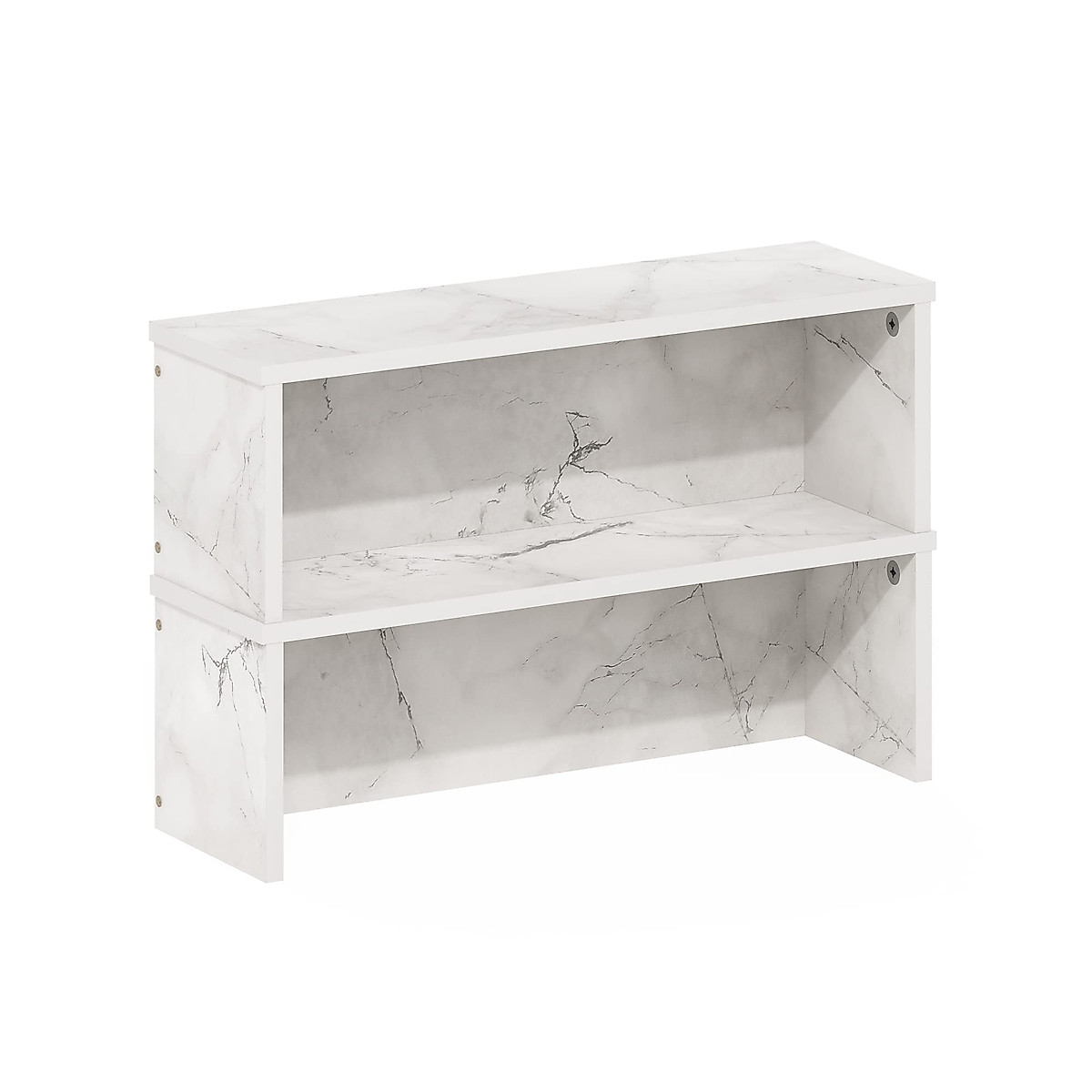 Furinno Helena Kitchen Counter Stackable Organizer Shelf, Set of 2, 18-Inch, Marble White