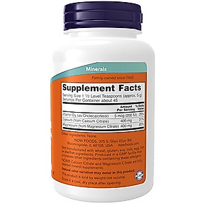 NOW Foods Supplements, Calcium & Magnesium Citrate Powder with Vitamin D3, Supports Bone Health*, 8-Ounce