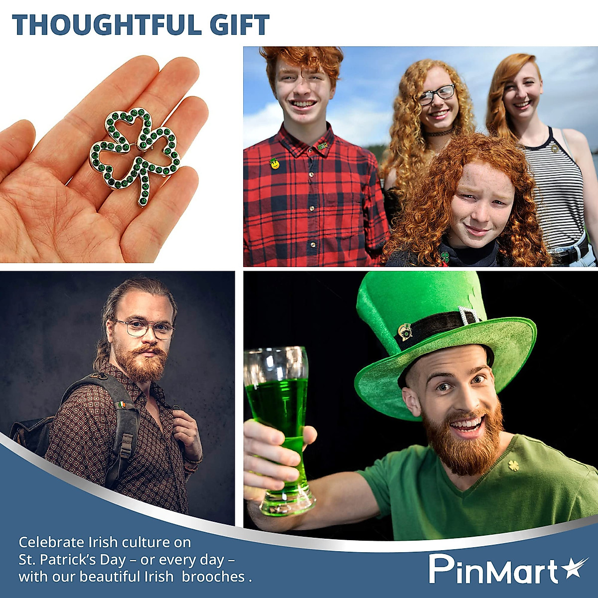 PinMart St. Patrick's Day Lapel Pin – Celtic Trinity Knot Jewelry for Women and Men – Irish Culture Celebration Pin –Gold Plated Enamel Brooch with Clutch Back