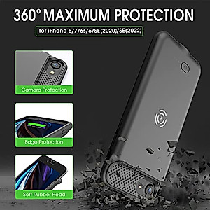 GIN FOXI Wireless Battery Case for iPhone 8/7/6s/6/SE 2020/SE 2022, Slim 5000mAh QI Wireless Charging Battery Case Protective Rechargeable Battery Charging Case for iPhone SE/8/7/6s/6-4.7"