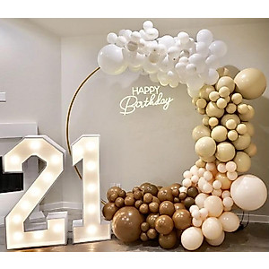 YAOWKY 100PCS Brown Balloons Different Sizes 18 12 10 5 Inches,Matte Coffee Brown Latex Balloons Garland Arch Kit with Glue Dot and Strip for Birthday Weddings Anniversary Graduation Party Decorations