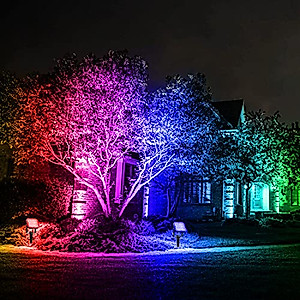 T-SUN RGB Solar Spotlight Outdoor, Color Changing Spot Lights IP65 Waterproof Garden Lights Lawn Light Outdoor Spotlight Auto On/Off for Garden Yard Lawn Path 2 in 1