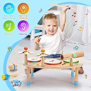 OATHX Kids Drum Set - 11 in 1 Musical Instruments for Toddlers Baby Preschool Educational Musical Toys, Montessori Toys for Kids Ages 1-6